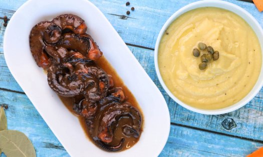 Καραμελωμένο χταπόδι με φάβα | Sigmalive Cooking